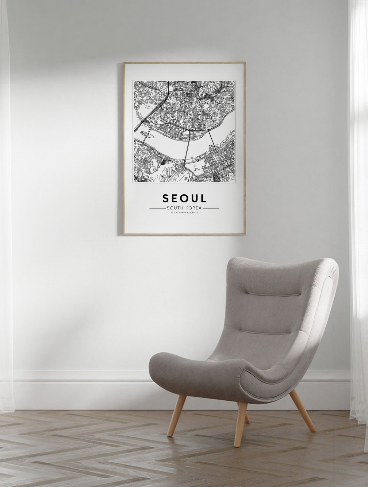 Seoul Map Art Print, Seoul Of South Korea, Seoul Map Poster, Modern Map ...